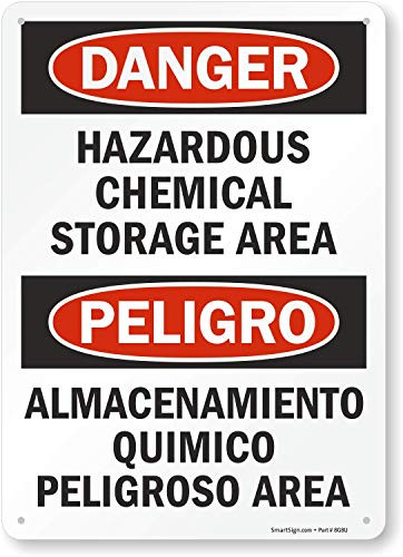 SmartSign Danger Hazardous Chemical Storage Area Sign 10 x 14 Aluminum ...