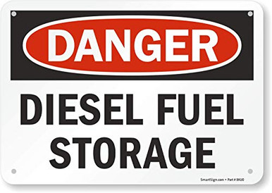 SmartSign Danger Diesel Fuel Storage Sign 7 x 10 Plastic ...