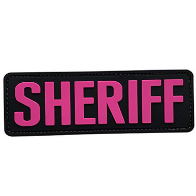 uuKen Pink Color PVC Rubber Sheriff Patch 6x2 inches with Hook Back for ...