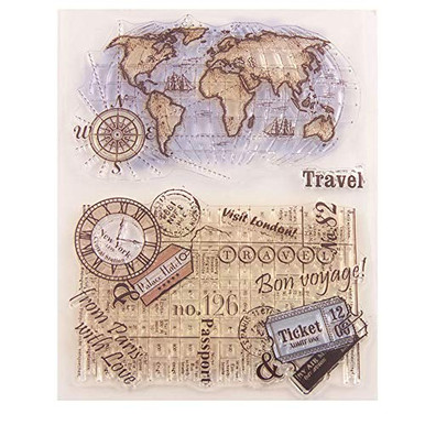 5 5 by 7 1 Inches Globe World Map Letters Stamps Travel Clear Rubber ...