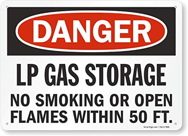SmartSign Danger LP Gas Storage No Smoking Within 50 Ft Sign 10 x 14 ...