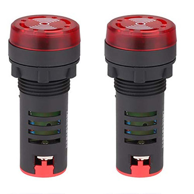 DIYhz 2Pcs AC DC 24V 22mm Red LED Buzzer Alarm Signal Light Flash ...