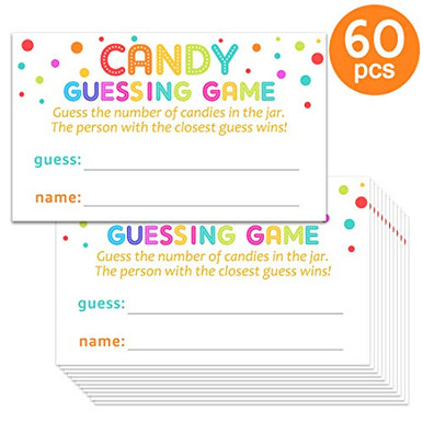 60 Candy Guessing Game Cards Guess How Many in the Jar Game Tickets ...