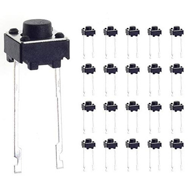20 Pcs 6 mm 2 Pin Long Feet Momentary Tactile Tact Push Button Switch ...