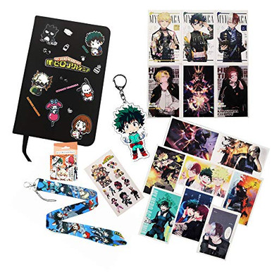 My Hero Academia Gift Set-30 MHA Postcards,1 PU Notebook,1 Keychain,2 ...