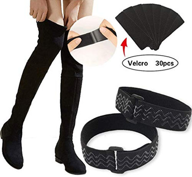 YunFeel 1 Pair Knee Boots Straps with 30 pcs Velcro Elastic Adjustable ...