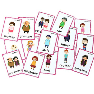 FieldDream 15Pcs/Set Families Child Flash Cards Learning Toys English ...