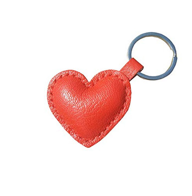 Waner Heart Shaped Key Chain Real Leather Keychain Red Medium ...