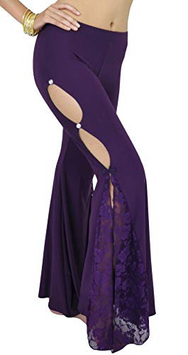 2020 Retro Professional Belly Dance Lace Yoga Pants Wide Leg Long ...