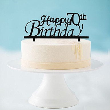 Happy 70th Birthday Cake Topper, Black Acrylic Cake Topper, 70th ...