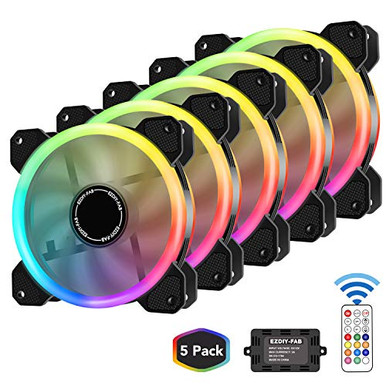 EZDIY FAB Dual Ring 120mm RGB Case Fan 5 PackQuiet Edition High Airflow ...