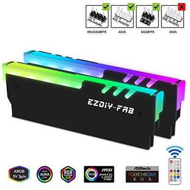 EZDIY FAB ARGB Memory RAM Cooler DDR Heatsink with Controller for DIY PC Game MOD DDR3 DDR4 ...