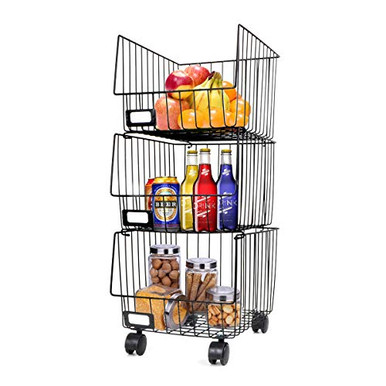 ATCD 3 Tiers Rolling Stackable Storage Organizer Bin with Casters ...