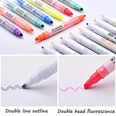 16 Pieces Dual Sided Neon Pens Colorful Dual Tip Art Markers and Self ...