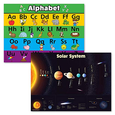 2 Pack ABC Alphabet Solar System Poster Set Laminated 18 x 24 ...