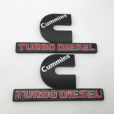 2 Pieces C Cummins Turbo Diesel Word Car Black Red Custom Fender Side ...