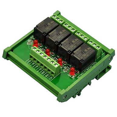Electronics Salon DIN Rail Mount 4 SPDT 10Amp Power Relay Interface Module DC 24V Version ...