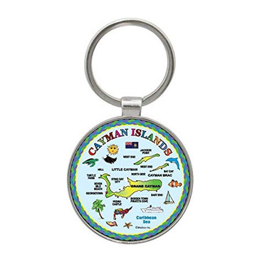 4 Pack Key Chain Cayman Islands Blue Map Metal Round Souvenir Keychains ...