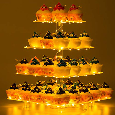 LoveDisplay 4 Tier Acrylic Glass Square Cupcake Stands Parties Cupcake ...