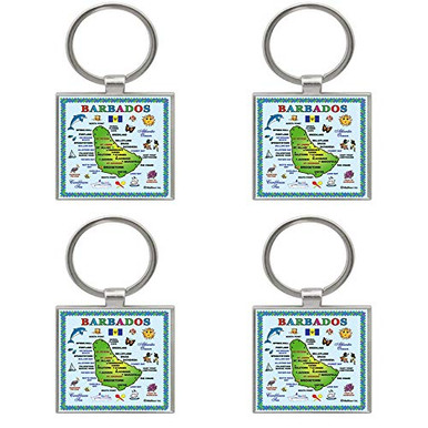 Keychain Barbados Blue Map 4 Pack Assorted Souvenir Metal Key Chains 2 ...