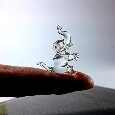 Sansukjai Rare Elephant Sit Tiny Micro Crystal Figurines Hand Blown ...
