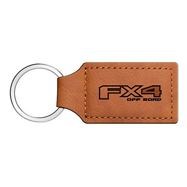 iPick Image Ford Rectangular Brown Leather Key Chain F 150 FX4 Off Road ...