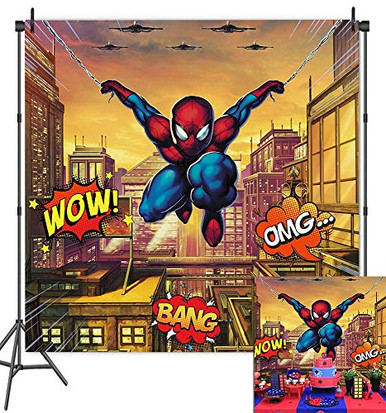 Superhero Themed Cartoon Cityscape Photography Backdrop Baby Shower ...