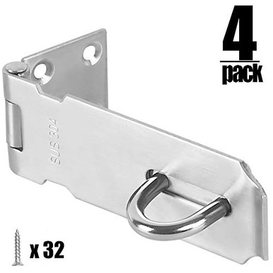 4 PCS 4 Inch Padlock Hasp KINJOEK Stainless Steel Security Door Clasp ...