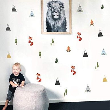 Runtoo Woodland Wall Decal Adventure Fox Tree Wall Stickers for Kids ...