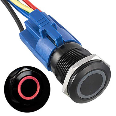 APIELE 19mm Latching Push Button Switch 12V DC Angel Eye Halo Ring LED ...