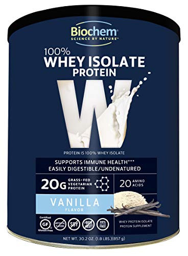 Biochem 100% Whey Isolate Protein - Vanilla - 30.2 oz - 20g of Protein ...