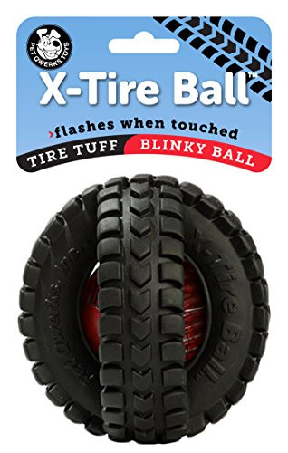 Pet Qwerks Blinky X-Tire Ball Dog Toy - Rugged Tires with a Flashing ...