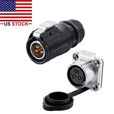 CNLINKO 3 Pin Power Industrial Circular Connector Male Plug Female ...