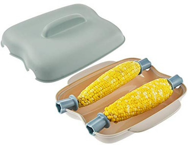 HOME X Dual Cave Microwave Corn Cooker with 4 Skewers BPA Free Corn ...