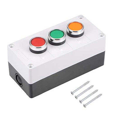 uxcell Pushbutton Switch Box Momentary NO NC Red Green Yellow Switches ...