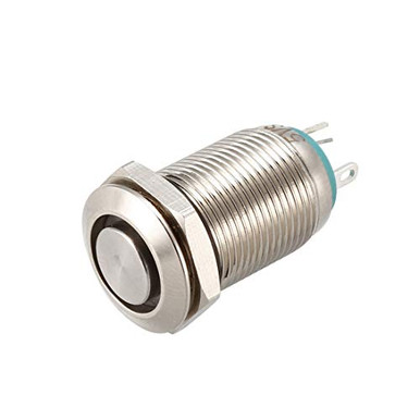 uxcell Latching Metal Push Button Switch 12mm Mounting Dia 1NO 5V Blue ...