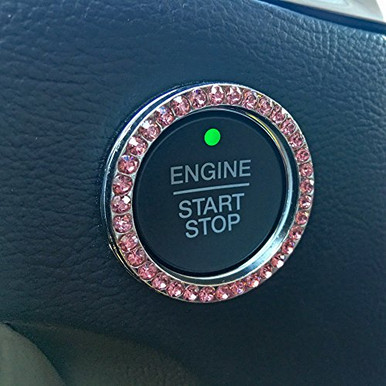 3 Pack Pink Crystal Car Bling Ring Emblem Stickers Rhinestone Ignition ...