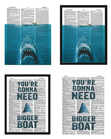 Jaws movie poster Great White Shark iconic movie quote set of 2 ...
