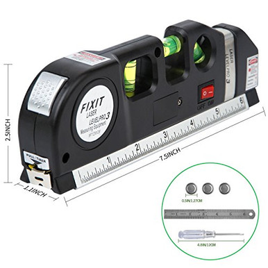 Laser LevelExceedt 8ft Multipurpose Laser Measure Line Adjustable Standard and Metric Tape Ruler ...