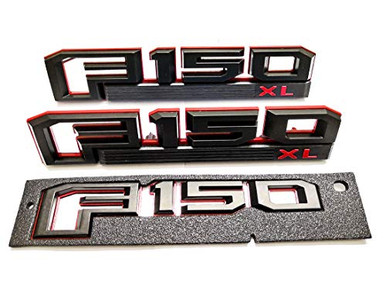 3x F150 XL Fender Emblems Black RED F150 Rear Tailgate Badge 3D logo ...