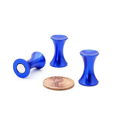 12 Blue Anodized Aluminum Twist Bullseye Office Magnets - Cool Fridge ...