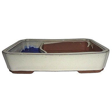 Brussel's 10" Rectangel Bonsai Glazed Ceramic Water Pot (Large, Ivory ...