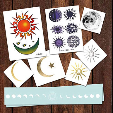 Sun and Moon Pack Temporary Tattoos Skin Safe MADE IN THE USA Removable ...