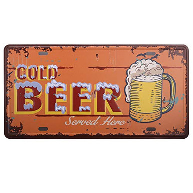 HANTAJANSS Cold Beer Served Here License Plate Metal Sign Retro Safety ...
