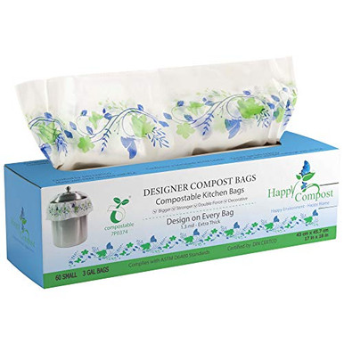 Compost Bags for Countertop Bin - Biodegradable & Compostable Trash Bags (3-4 Gal) Eco Friendly ...