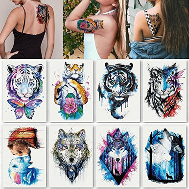Kotbs 8 Sheets Temporary Tattoo for Man Guys Women Waterproof Large ...