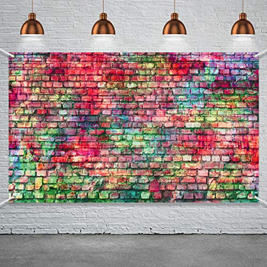 Hip Hop Party Supplies Large Fabric Colorful Brick Wall Backdrop for 80 ...