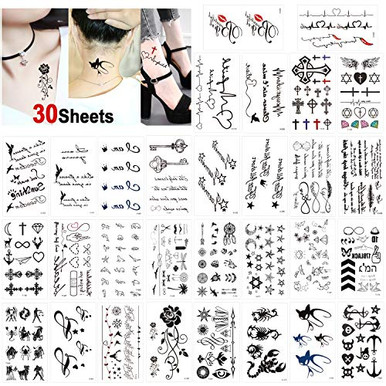 Konsait Temporary Tattoos for Adult Women Men Kids 30 Sheets Waterproof ...