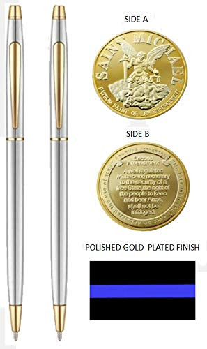 Classic Chrome and Gold Police Uniform Pens Gold Polished Steel Saint ...