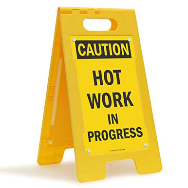 SmartSign "Caution - Hot Work In Progress" Folding Floor Sign | 25" x ...
